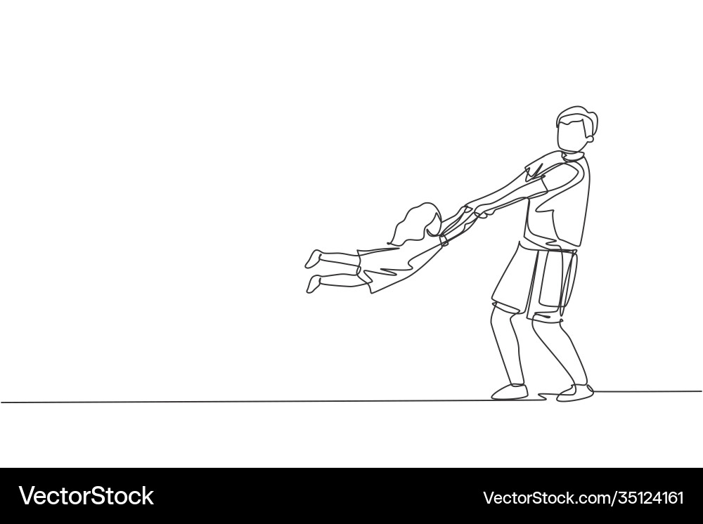 Single continuous line drawing young dad Vector Image