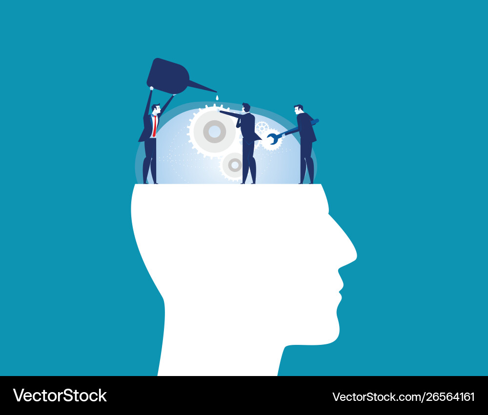 Teamwork business team repair human head Vector Image
