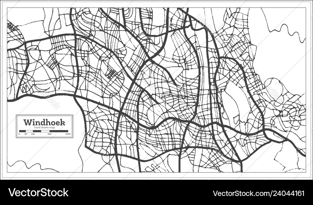 Windhoek namibia city map in retro style outline Vector Image