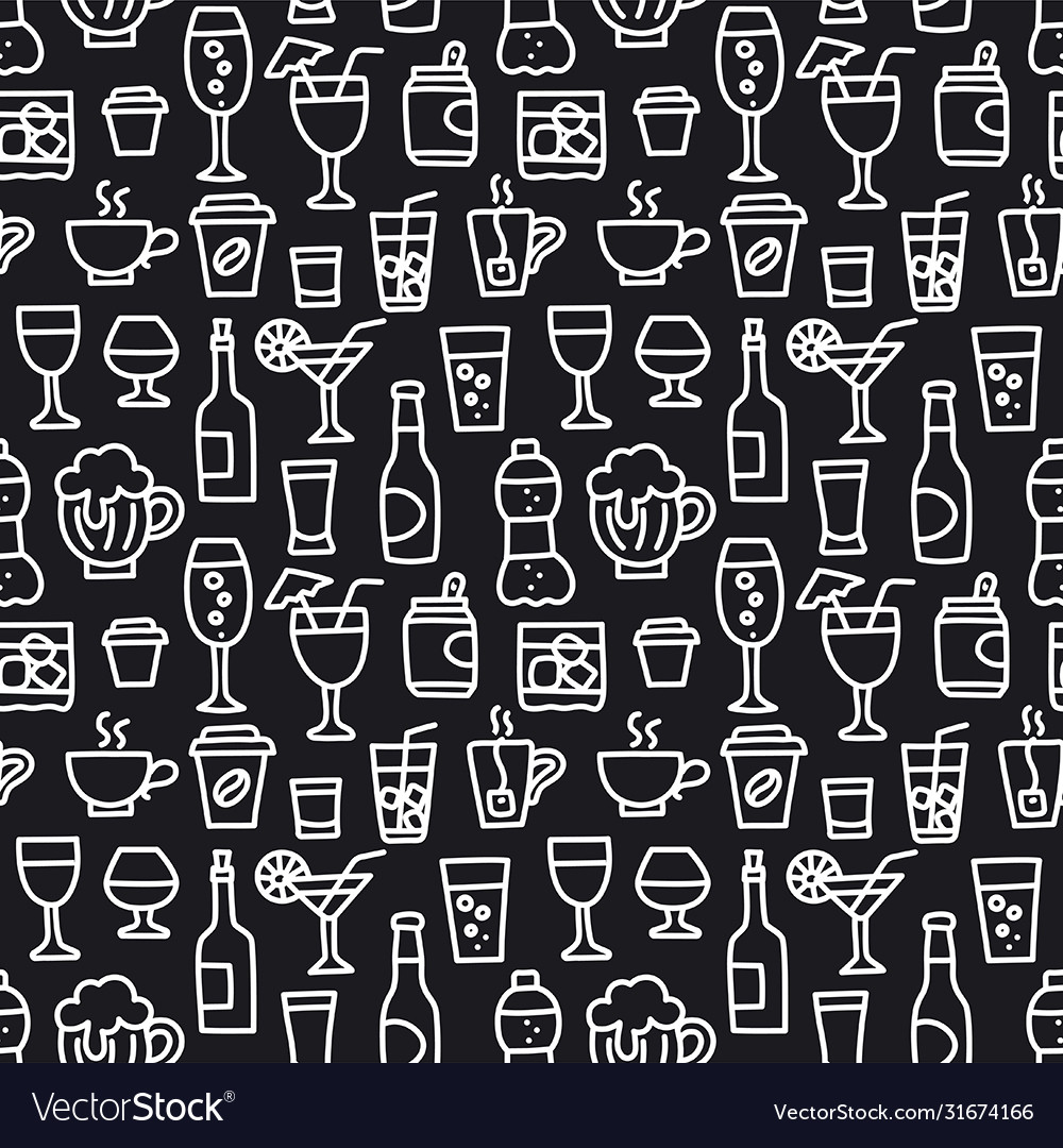 Beverages seamless pattern Royalty Free Vector Image
