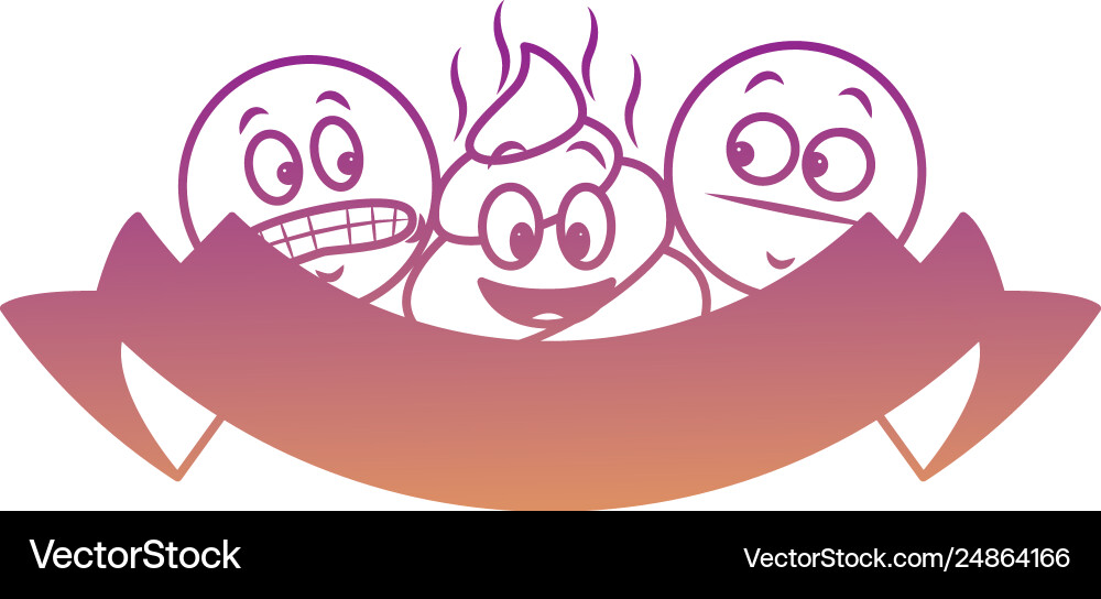 Chat emoticons with ribbon banner rainbow lines Vector Image