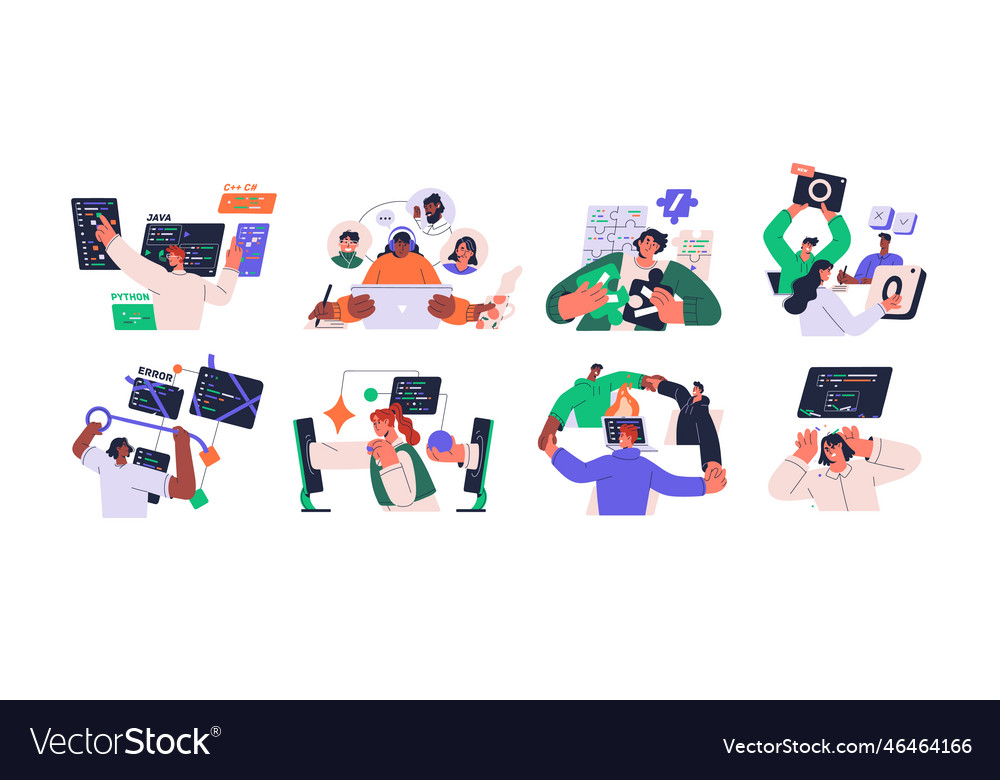 Coders software engineers set information Vector Image Coders software engineers set information Vector Image