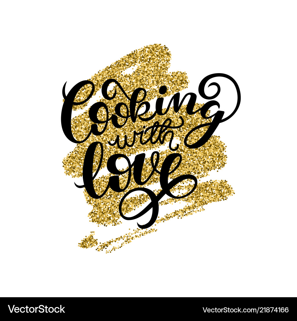 Cooking with love handwritten card Royalty Free Vector Image