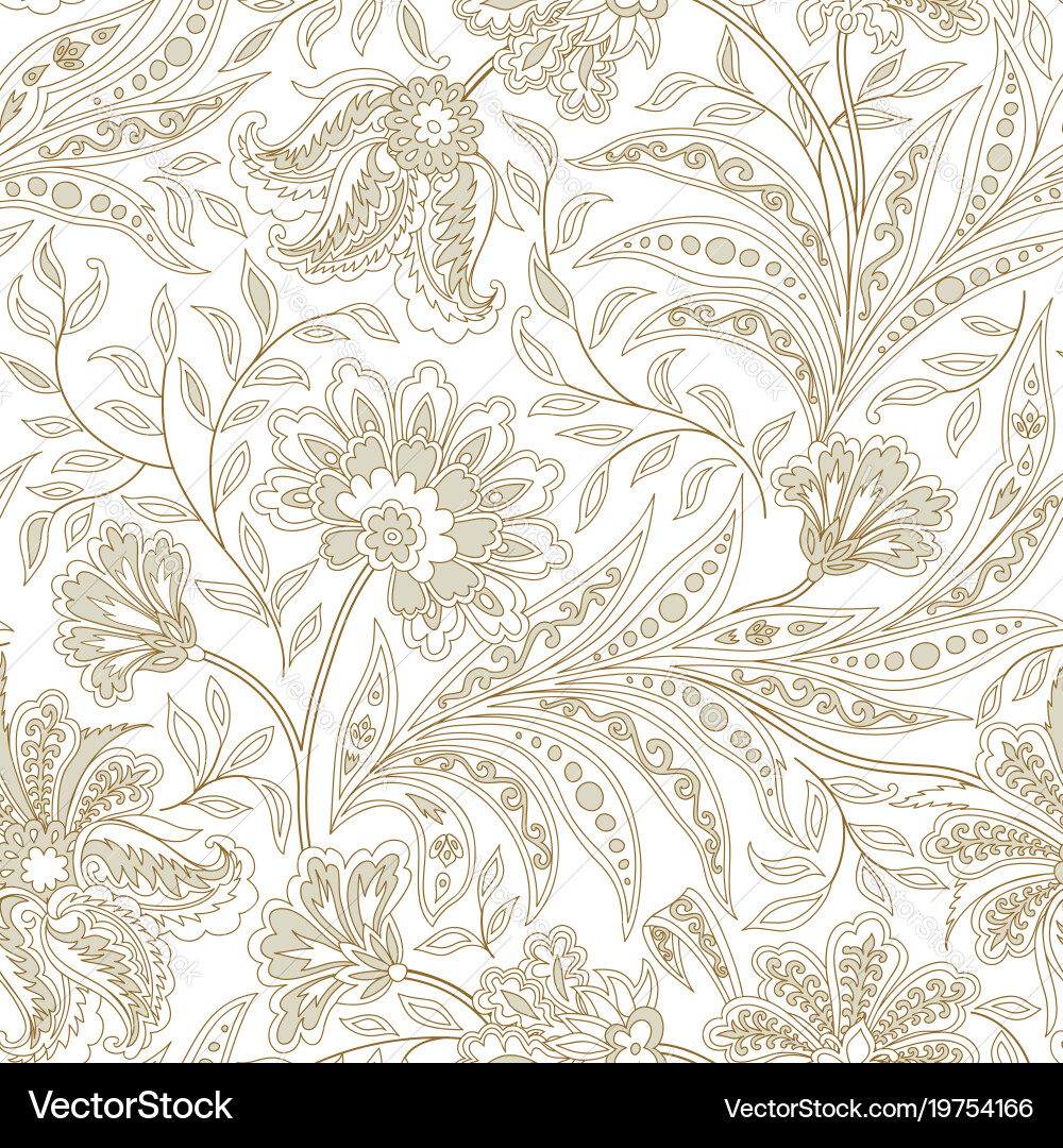 Floral seamless pattern flourish oriental ethnic Vector Image