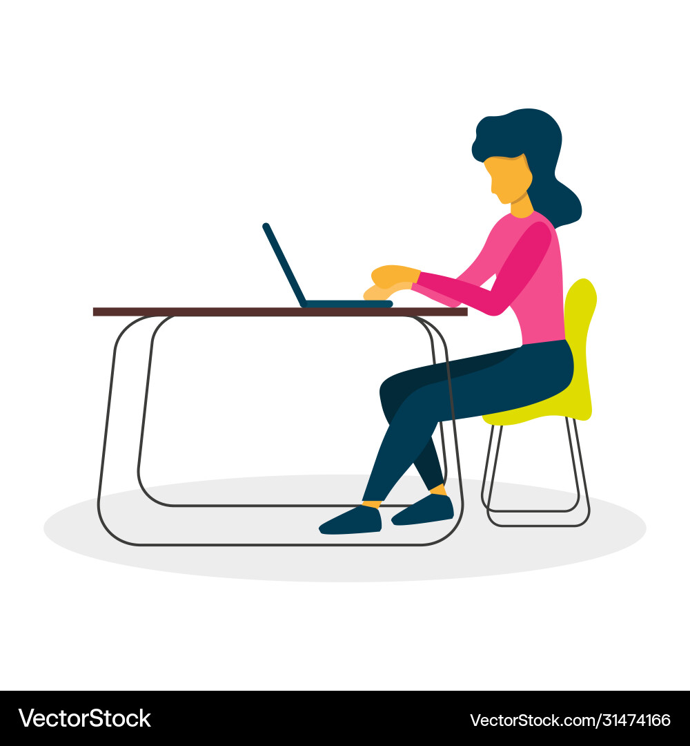 Freelance or study concept woman girl work Vector Image