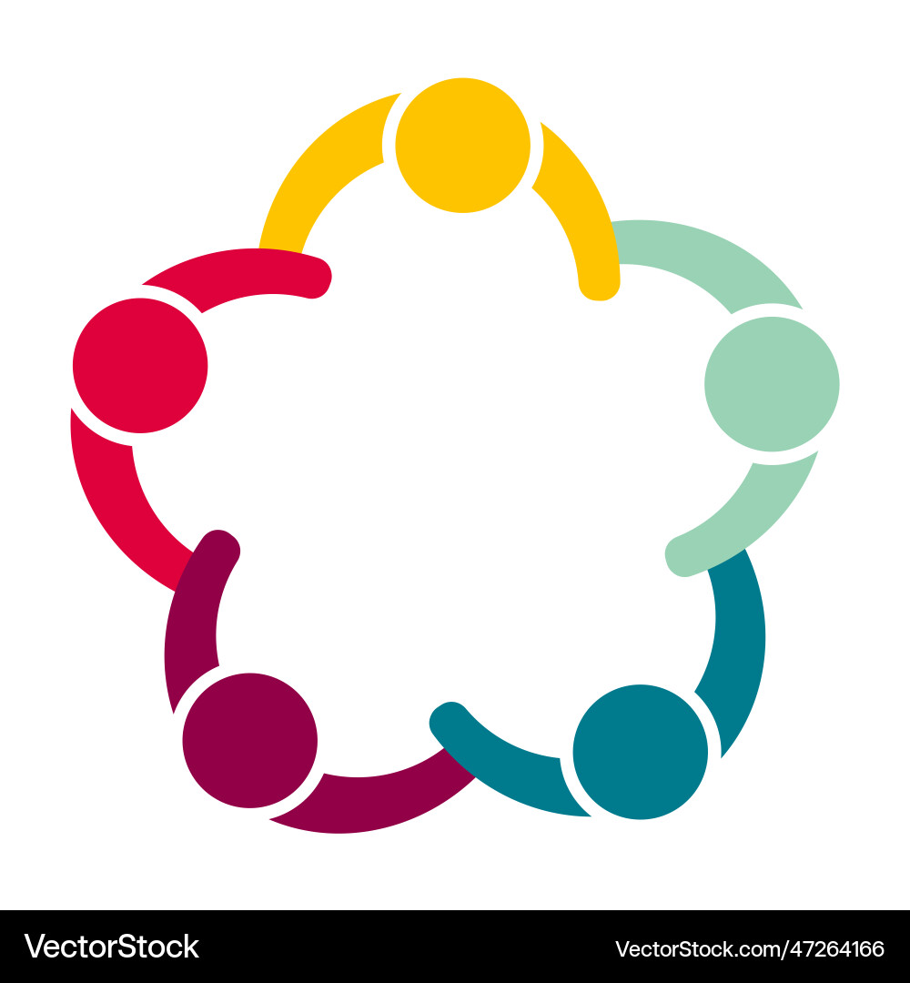 Group of five people in a circleteamwork Vector Image