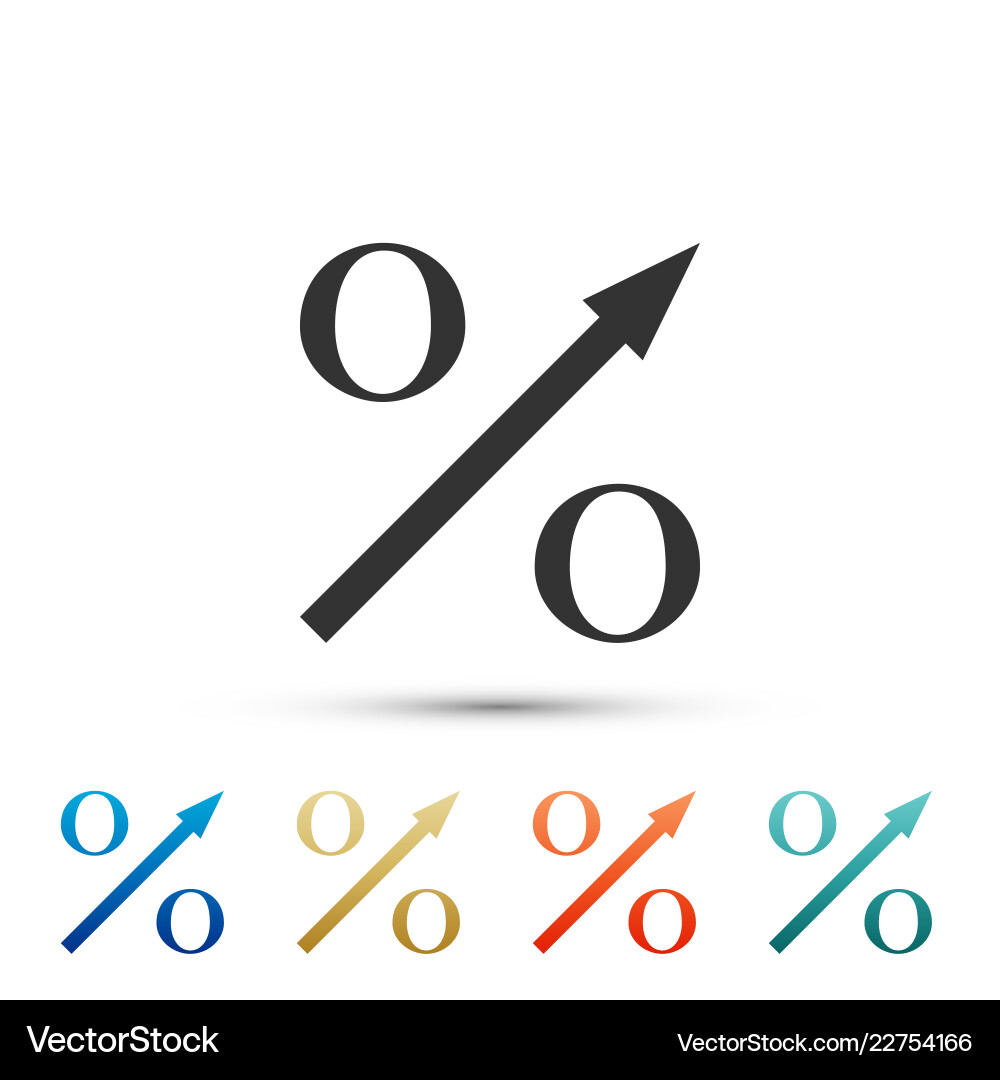 Percent up arrow icon isolated on white background