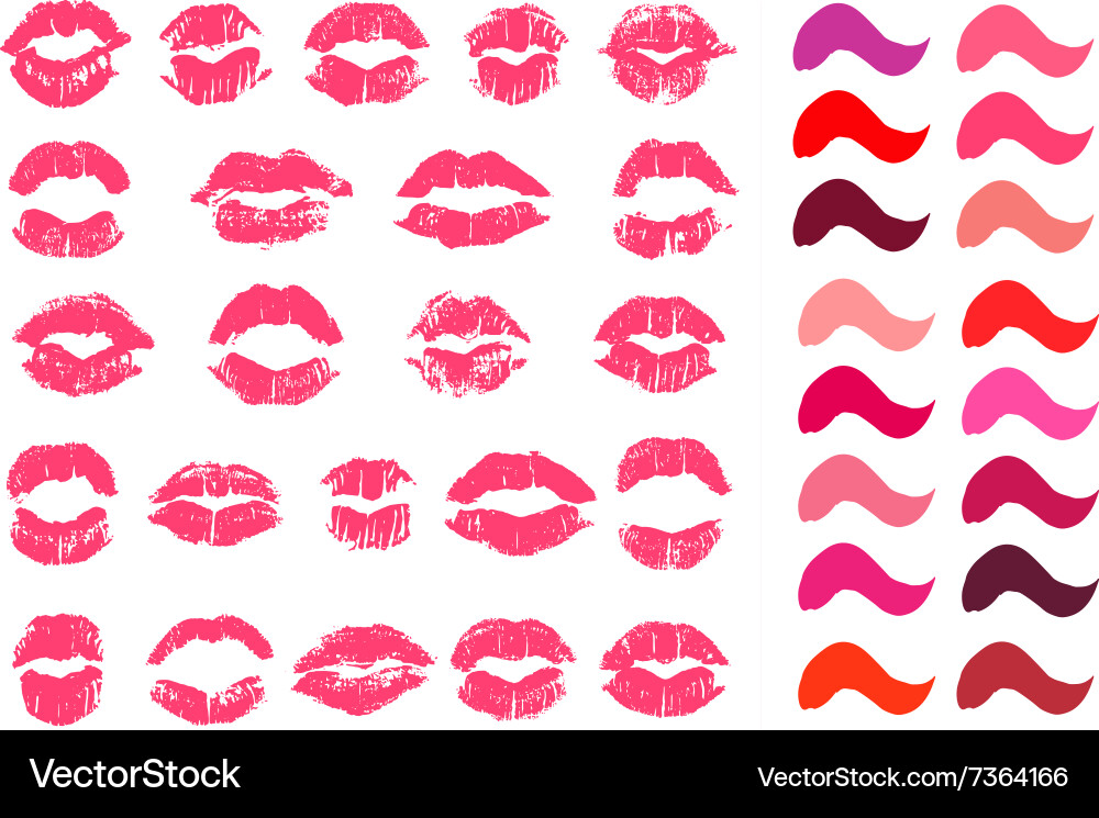 Set of 23 imprints lipstick Royalty Free Vector Image