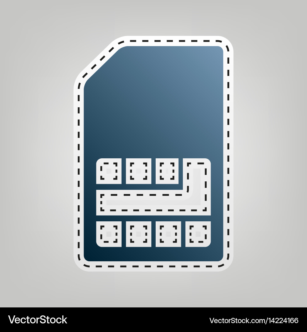 Sim card sign blue icon with outline Royalty Free Vector