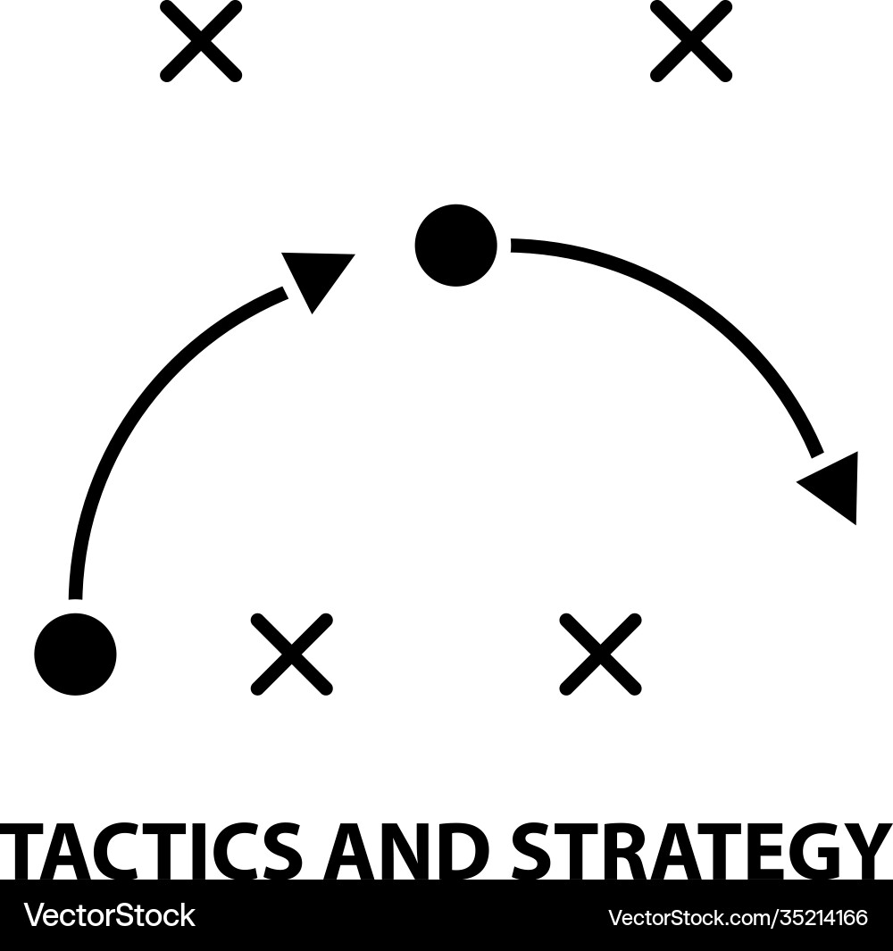 Tactics and strategy icon black sign Royalty Free Vector