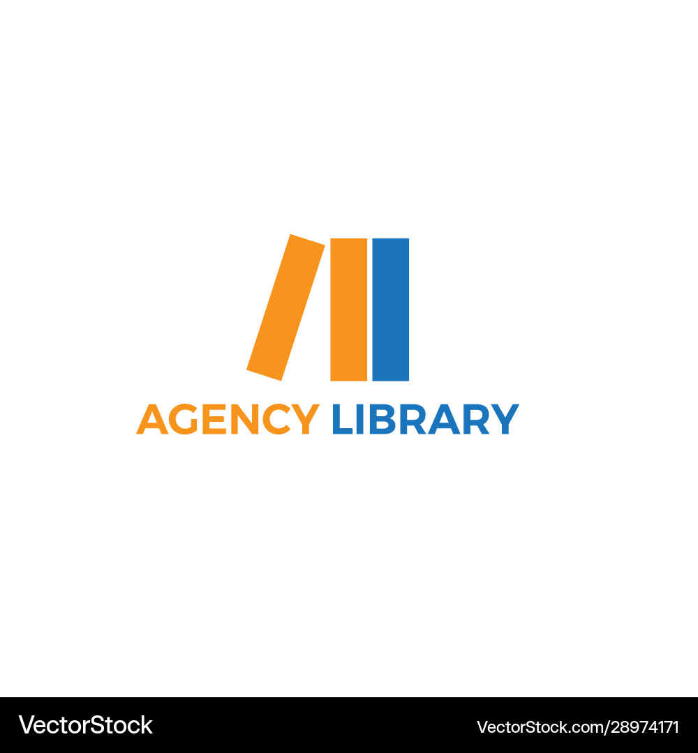 Agency library logo with stand books Royalty Free Vector