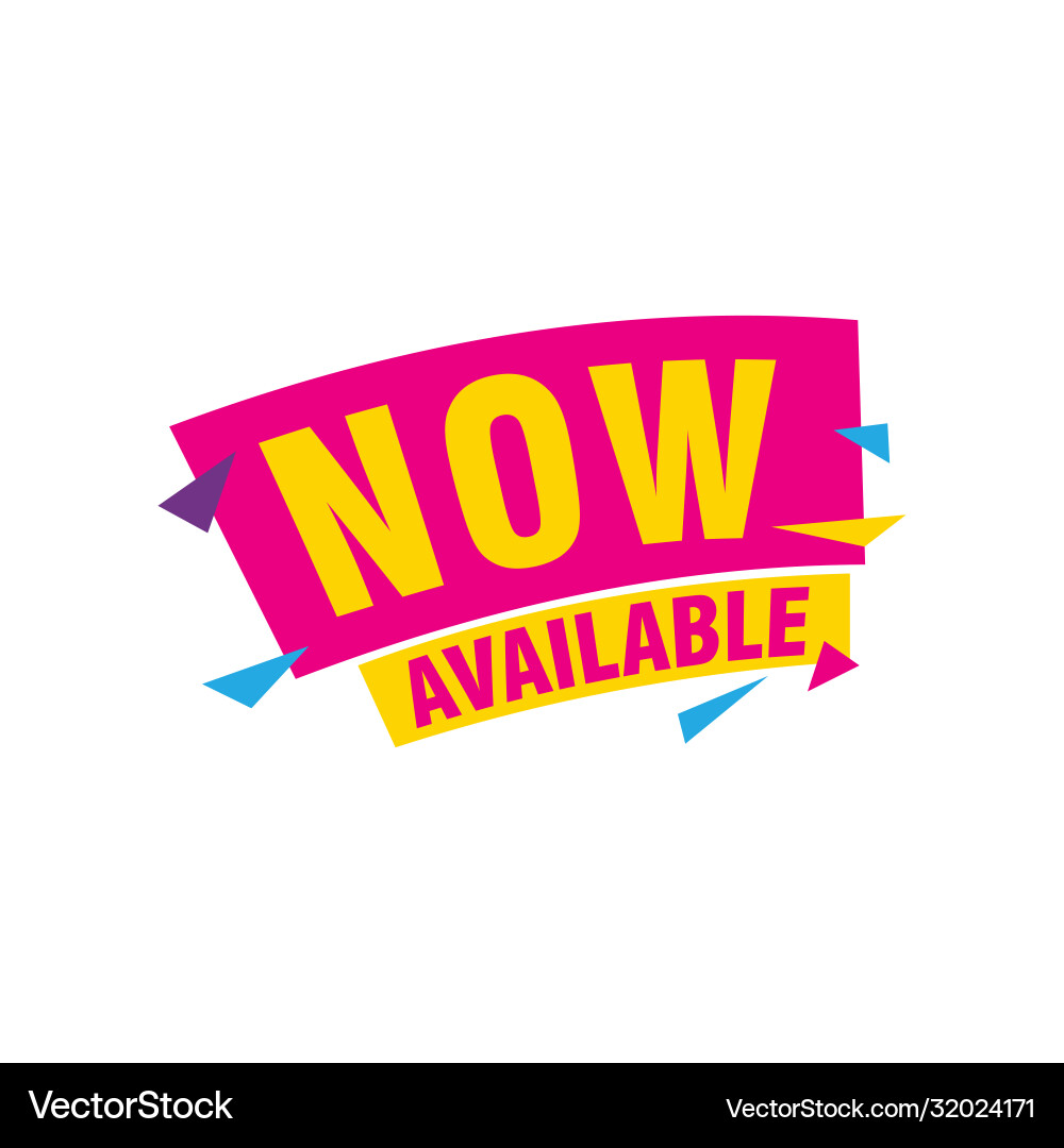 Available now label badge seal or burst flat icon Vector Image