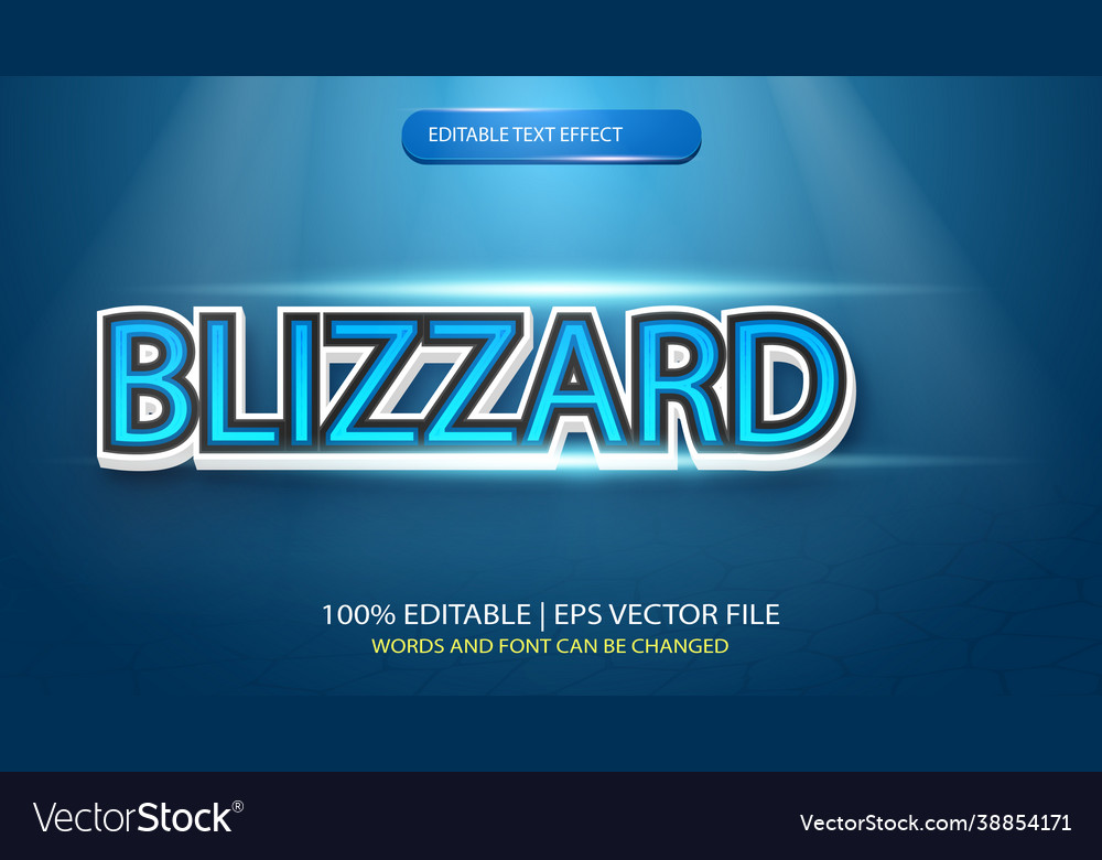 Blizzard editable text effect template style Vector Image
