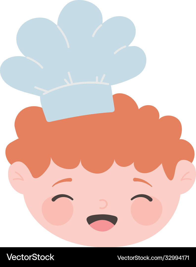 Chef boy face with hat cartoon character isolated Vector Image