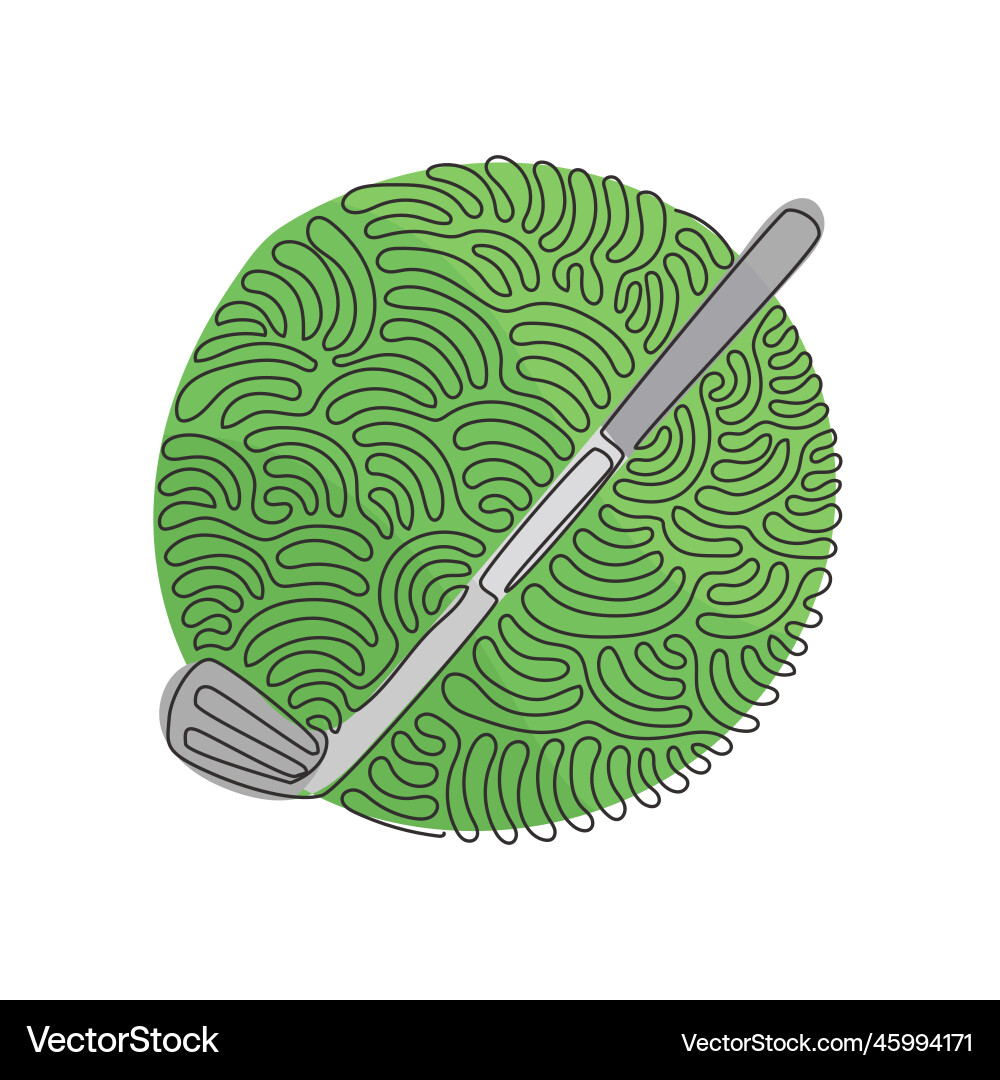 Continuous one line drawing golf stick golf club Vector Image