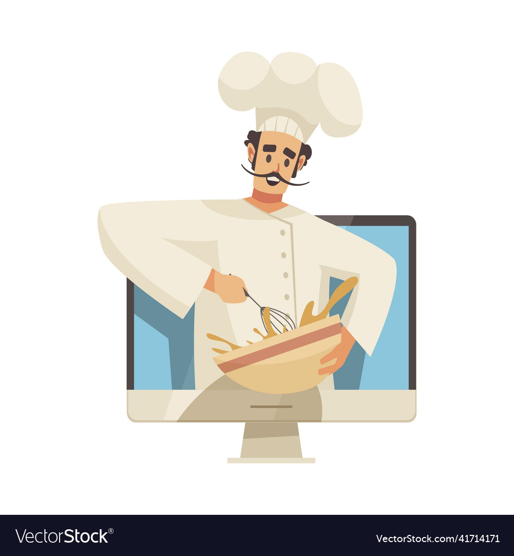 Cooking chef computer composition Royalty Free Vector Image