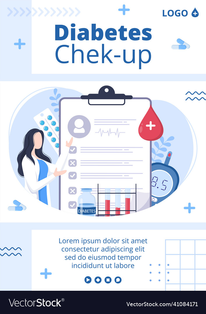 Diabetes testing flyer template flat design Vector Image Diabetes testing flyer template flat design Vector Image