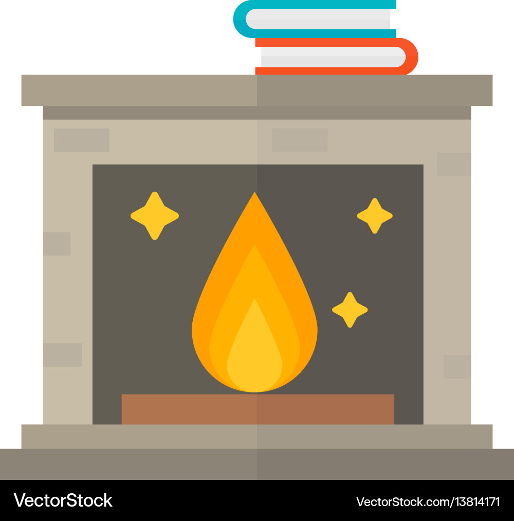 Flat style fireplace icon design house room warm Vector Image