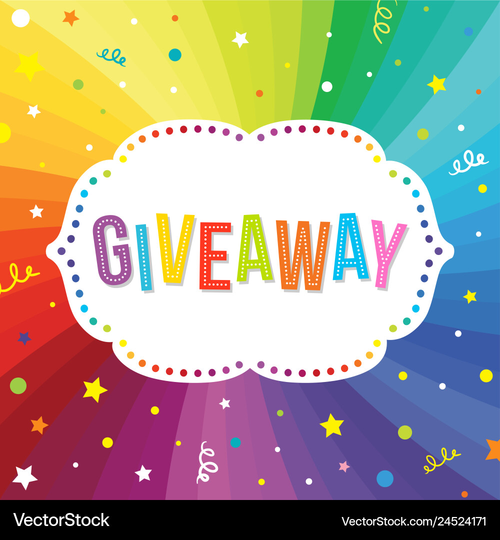 Giveaway banner with text on rainbow swirl Vector Image