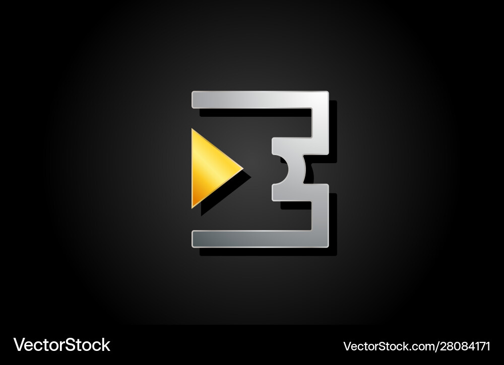 Gold and silver metal letter e alphabet logo Vector Image