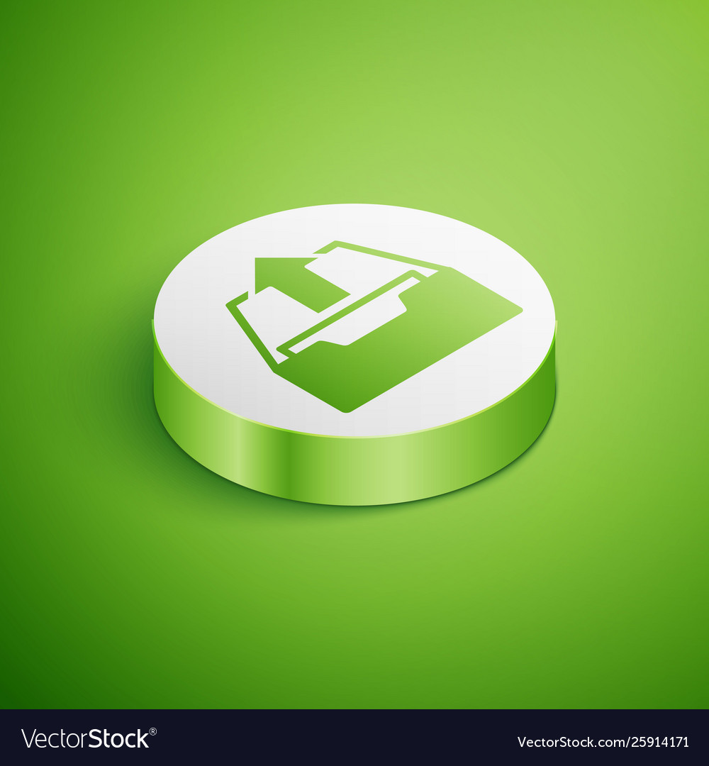 Isometric upload inbox icon isolated on green Vector Image