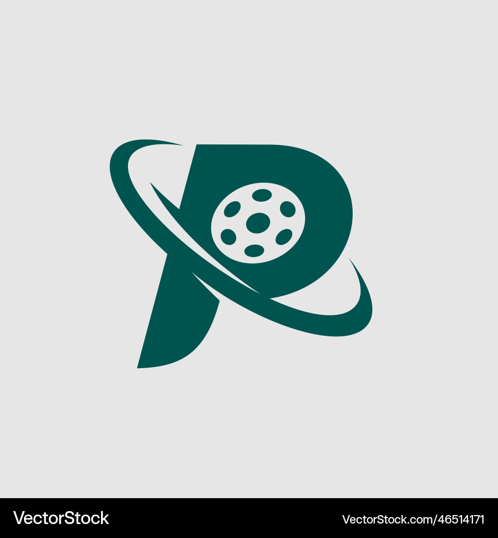 Pickle ball logo with letter p concept Royalty Free Vector