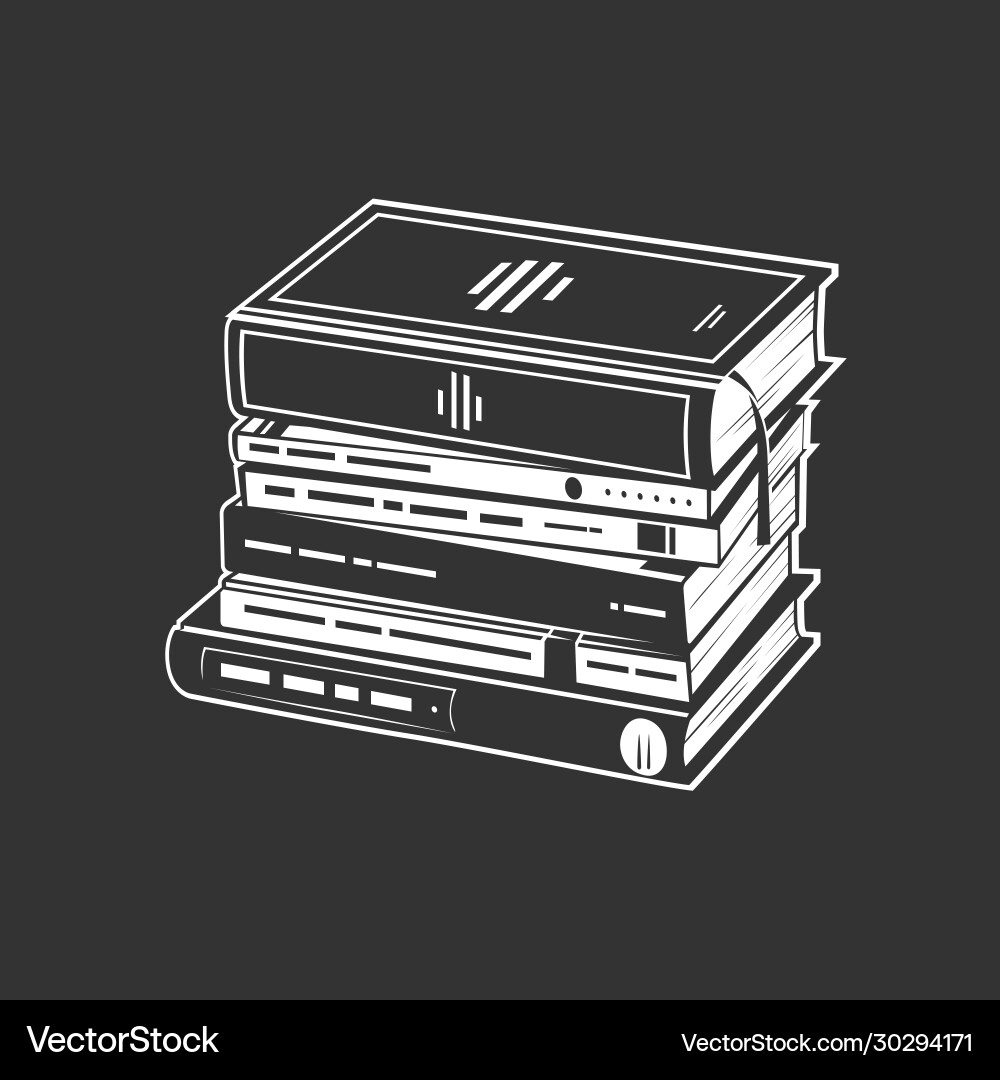 Pile books in a monochrome style Royalty Free Vector Image