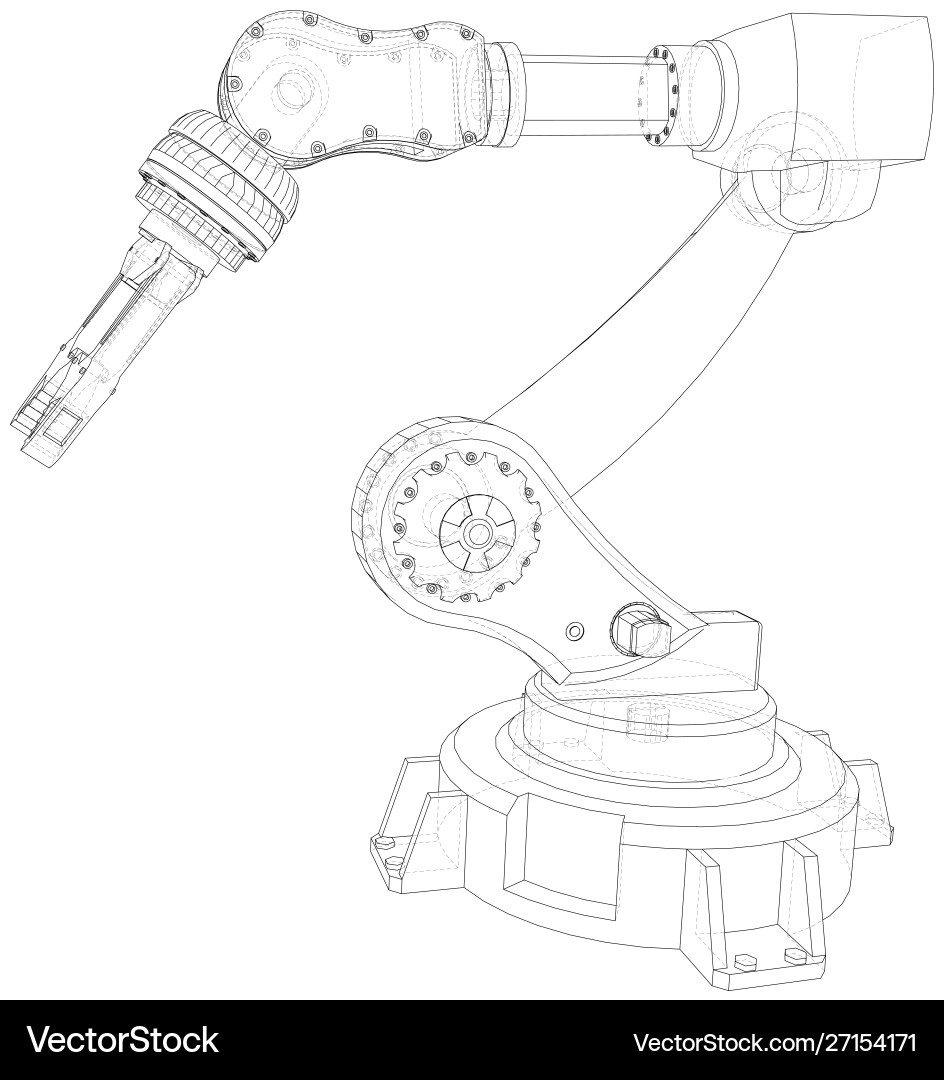 Robotic arm technical wire-frame Royalty Free Vector Image