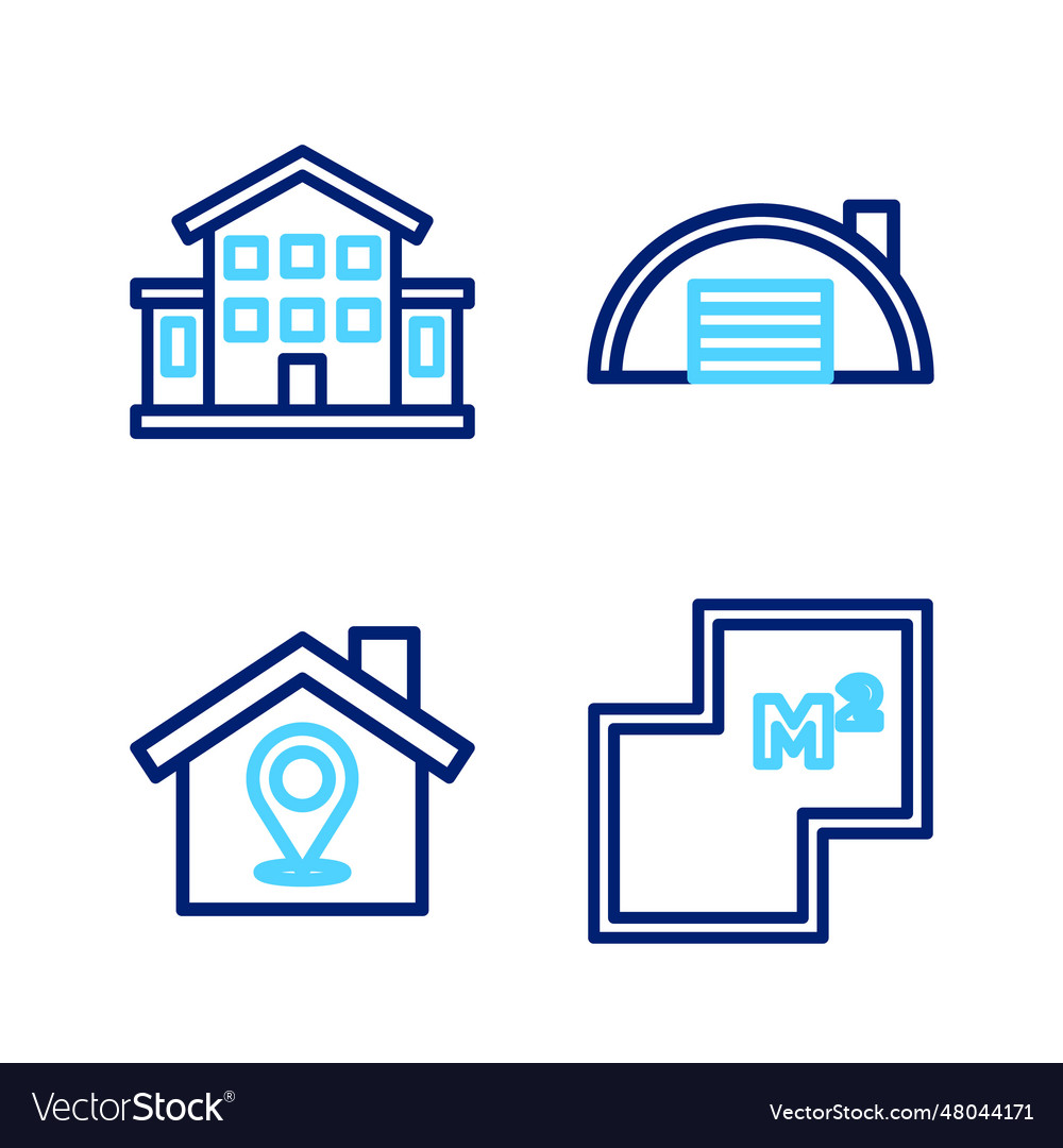 Set line house plan location Royalty Free Vector Image Set line house plan location Royalty Free Vector Image