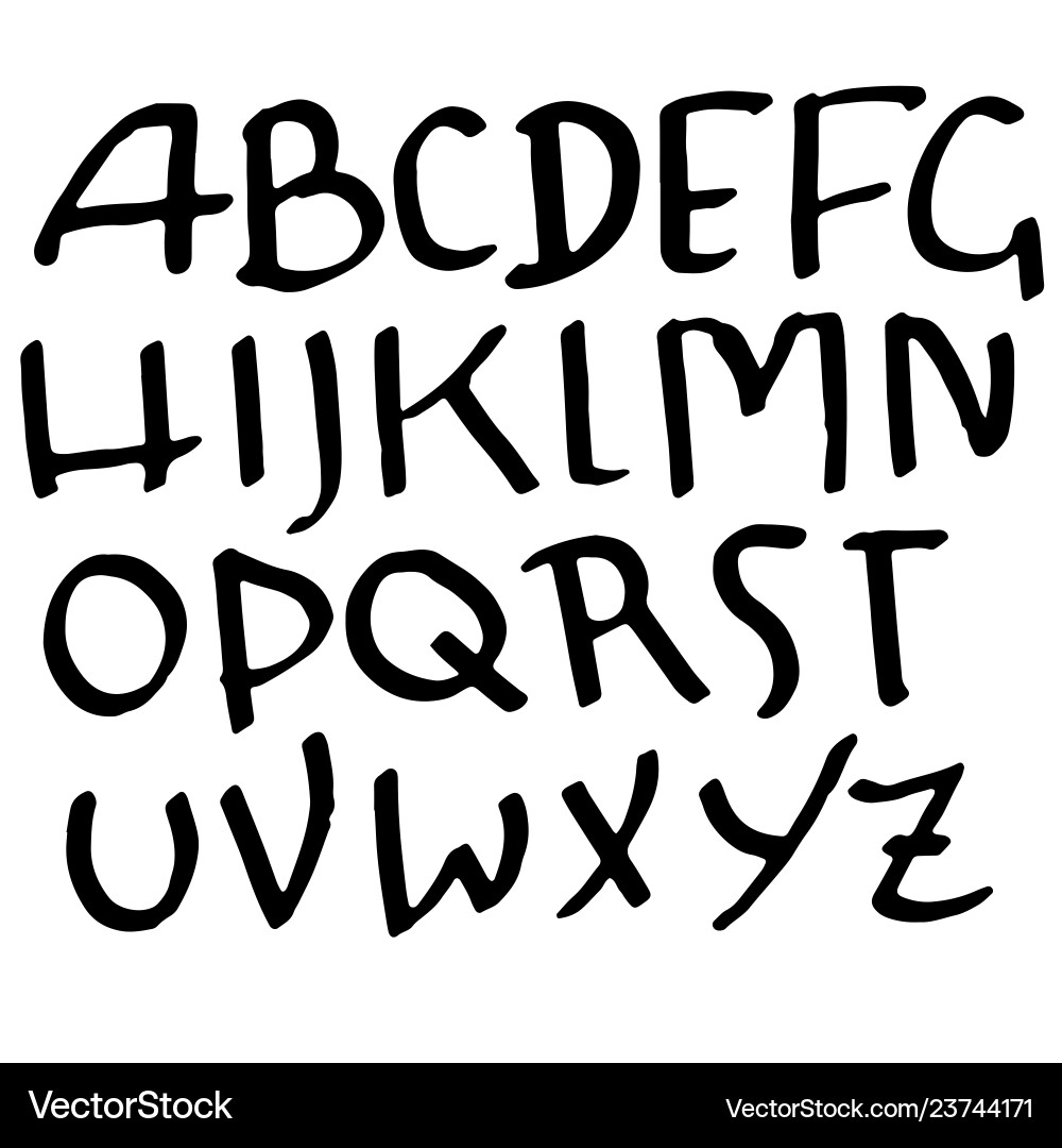 Simple alphabet letters handdrawn grunge ink font Vector Image