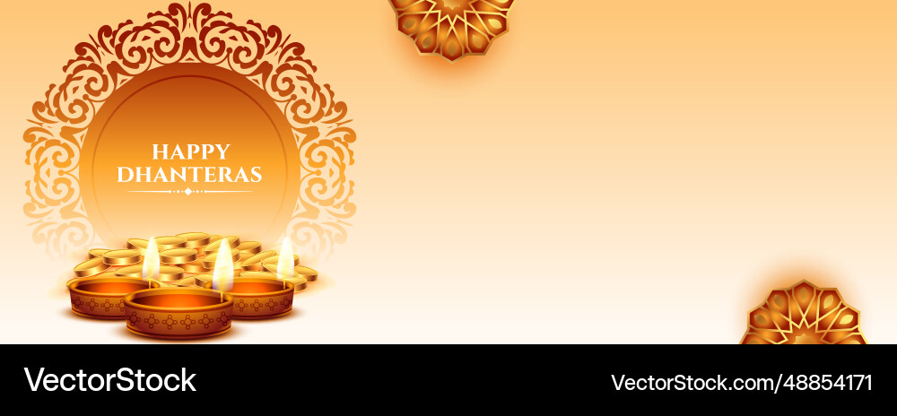 Traditional and elegant happy dhanteras greeting Vector Image