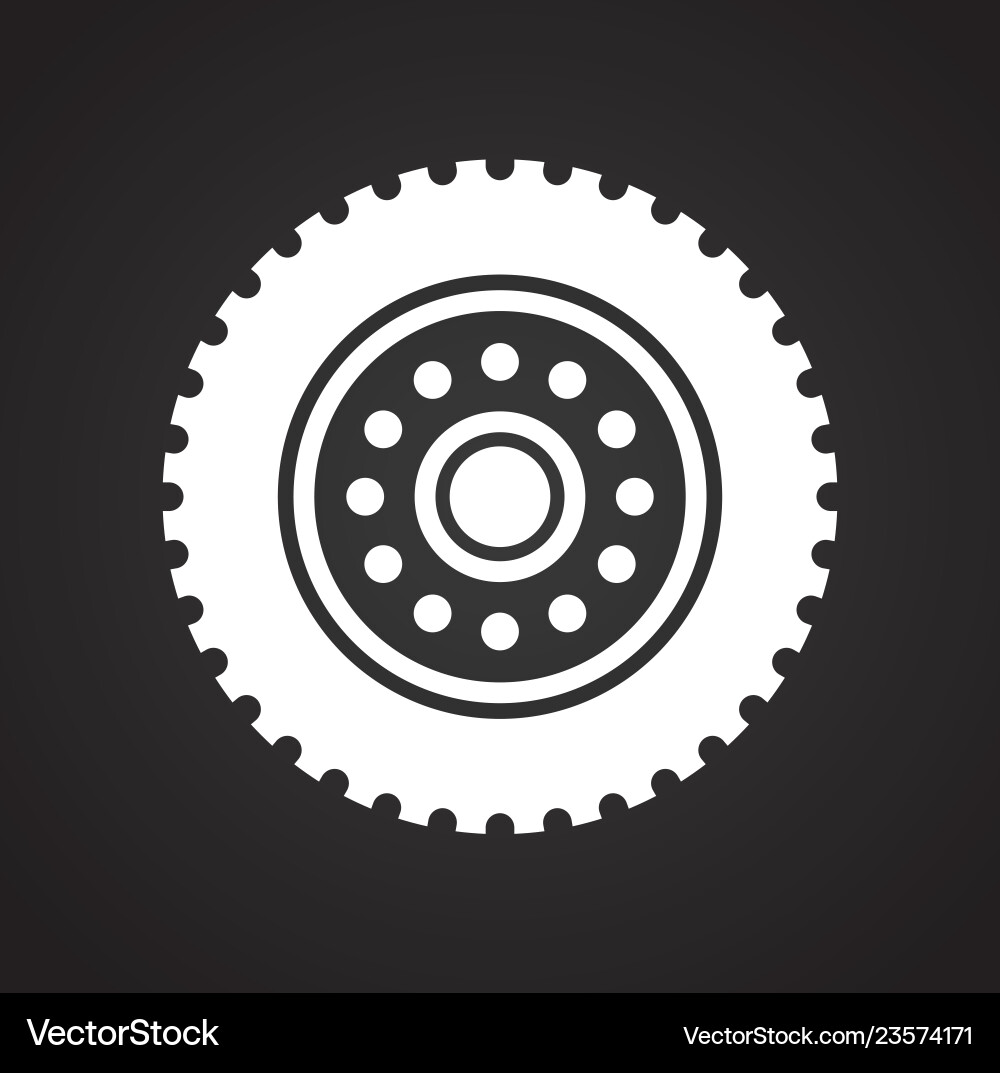Wheel icon on black background for graphic and web