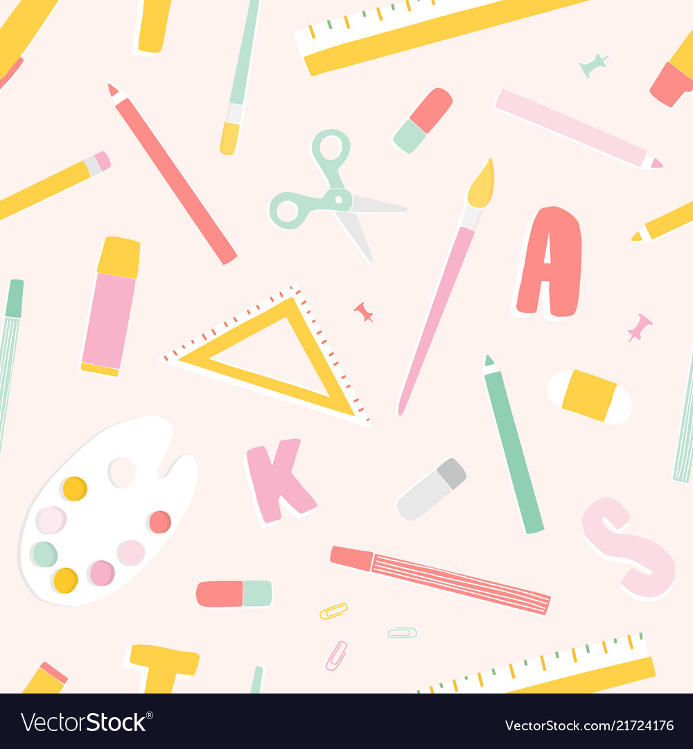 Bright colored seamless pattern with school Vector Image