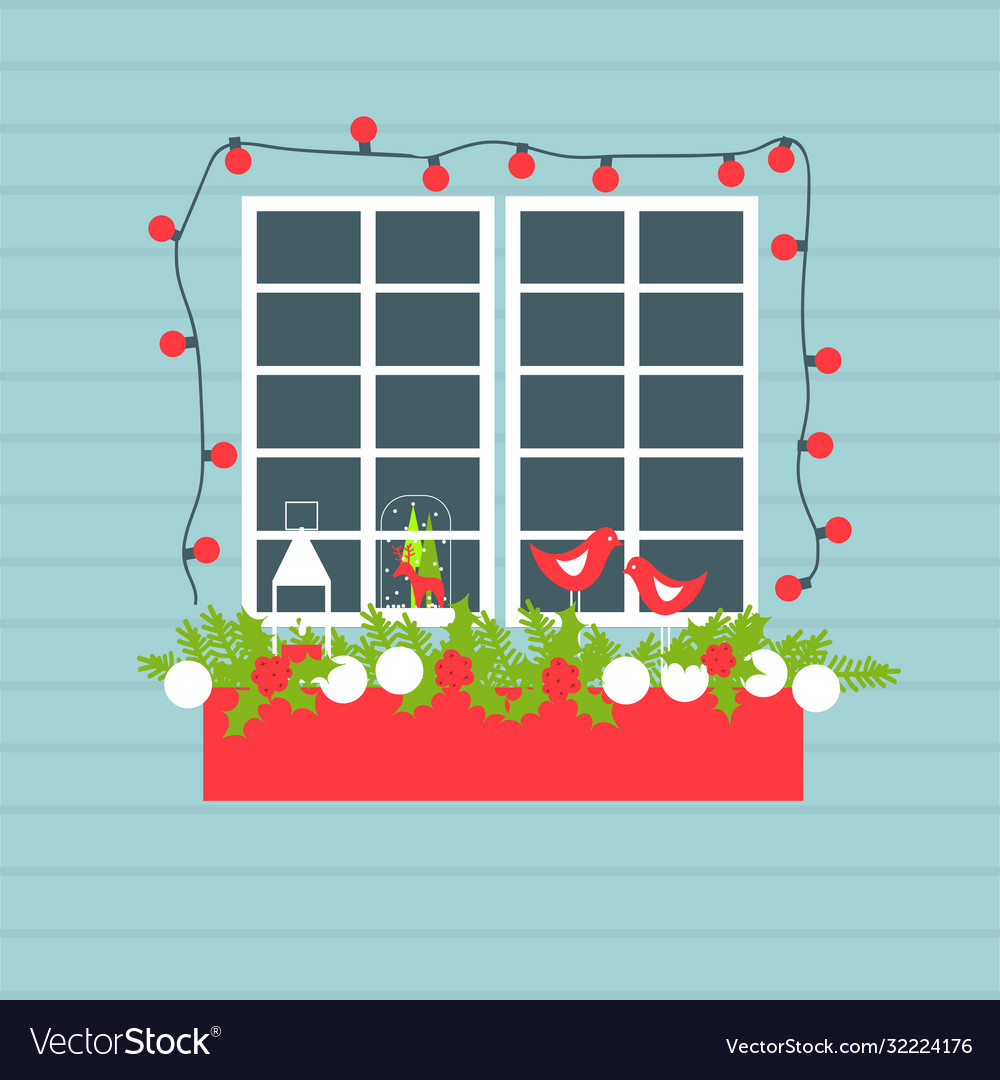 Christmas window Royalty Free Vector Image - VectorStock