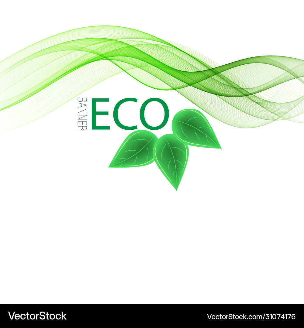 Eco leaves and green wave abstract ecology Vector Image