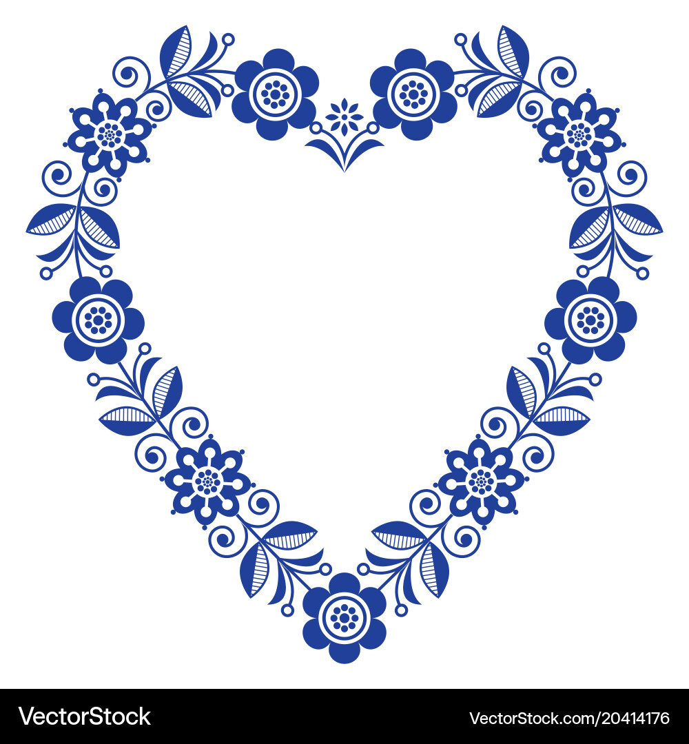 Folk heart design scandinavian ornament Royalty Free Vector