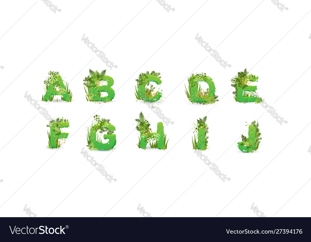 Green leaves font stylish Royalty Free Vector Image