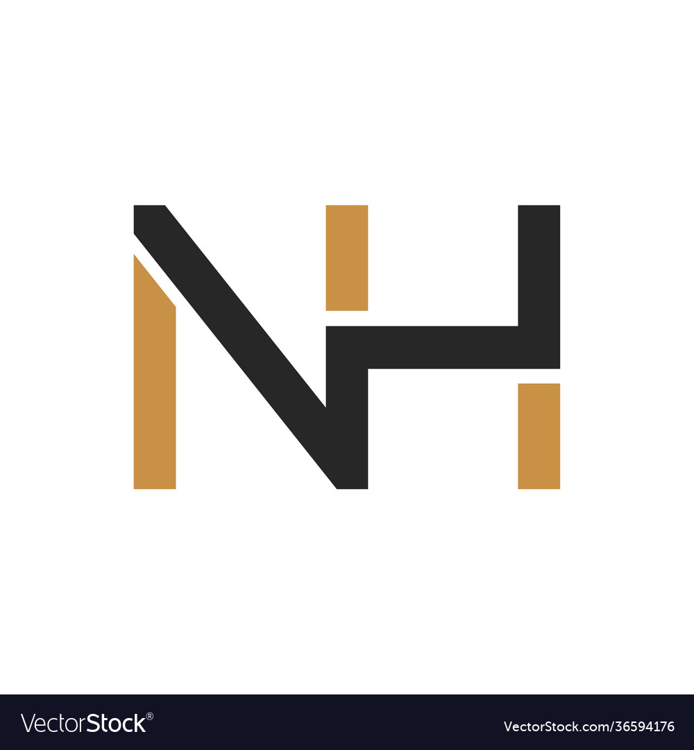 Initial letter nh logo or hn design Royalty Free Vector