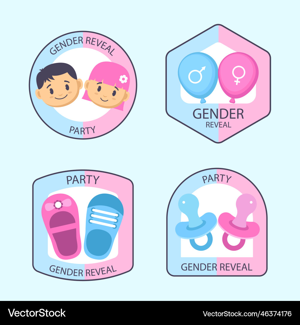Labels set gender reveal party Royalty Free Vector Image