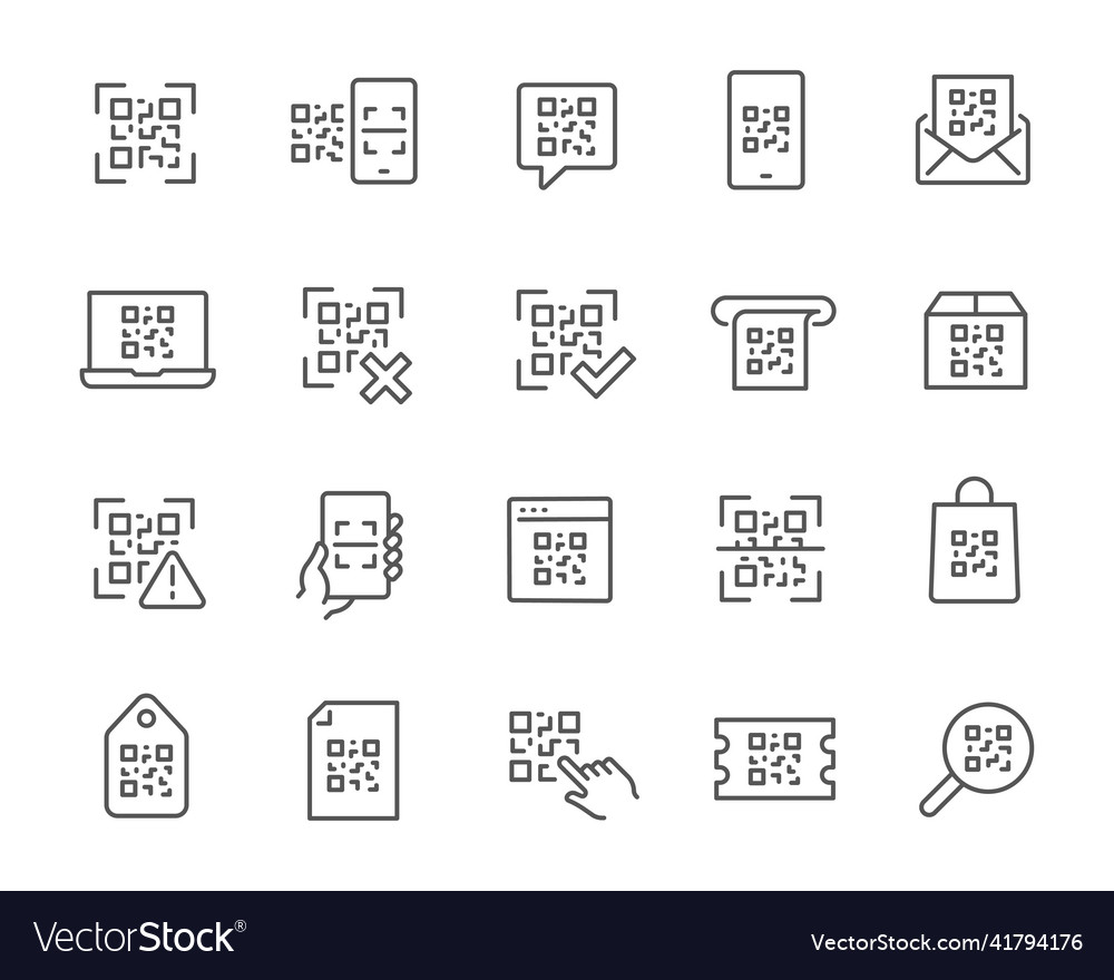 Qr code icons set scanning phone scan box Vector Image