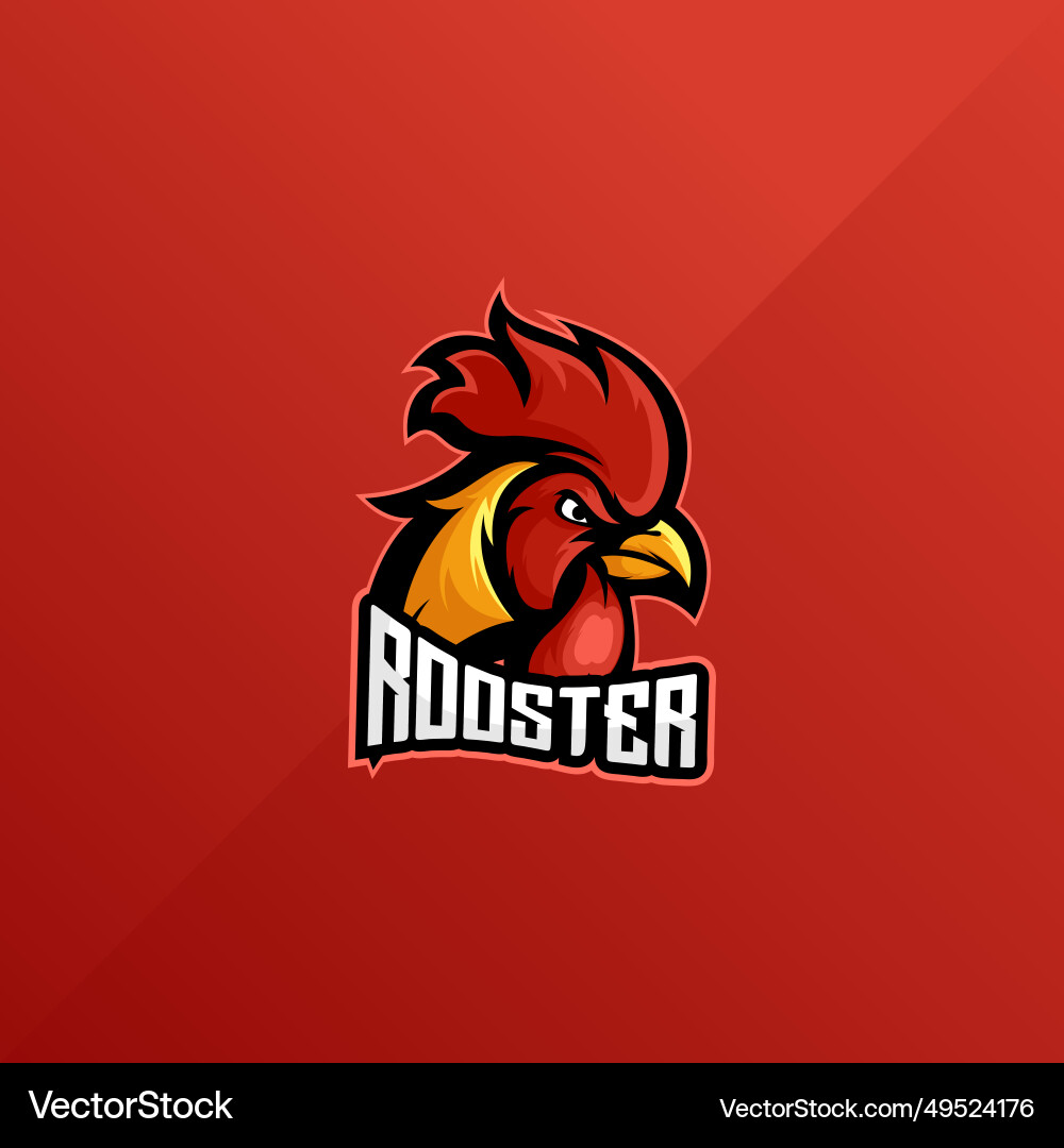 Rooster head logo gaming esport design Royalty Free Vector