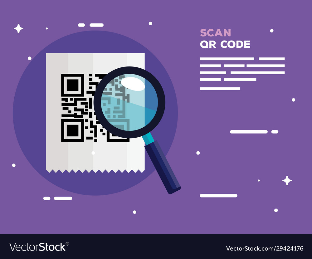 Scan qr code with magnifying glass Royalty Free Vector Image