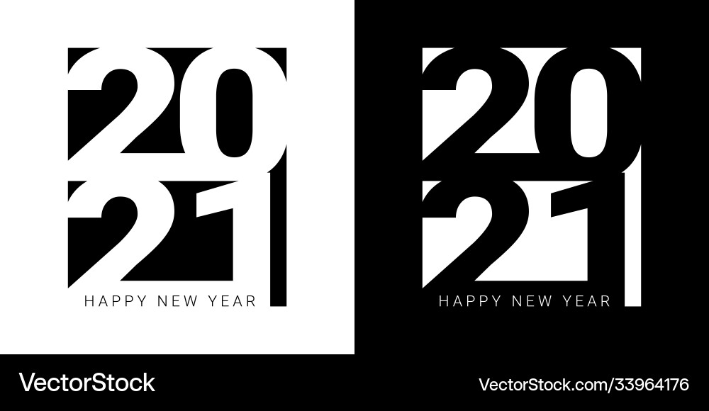 Set happy new year 2021 logo text design Vector Image