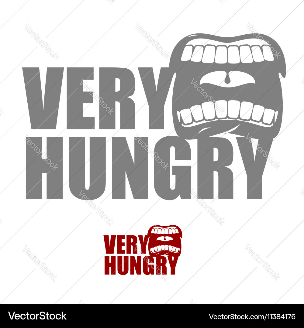 Very hungry open mouth with his lips logo Vector Image