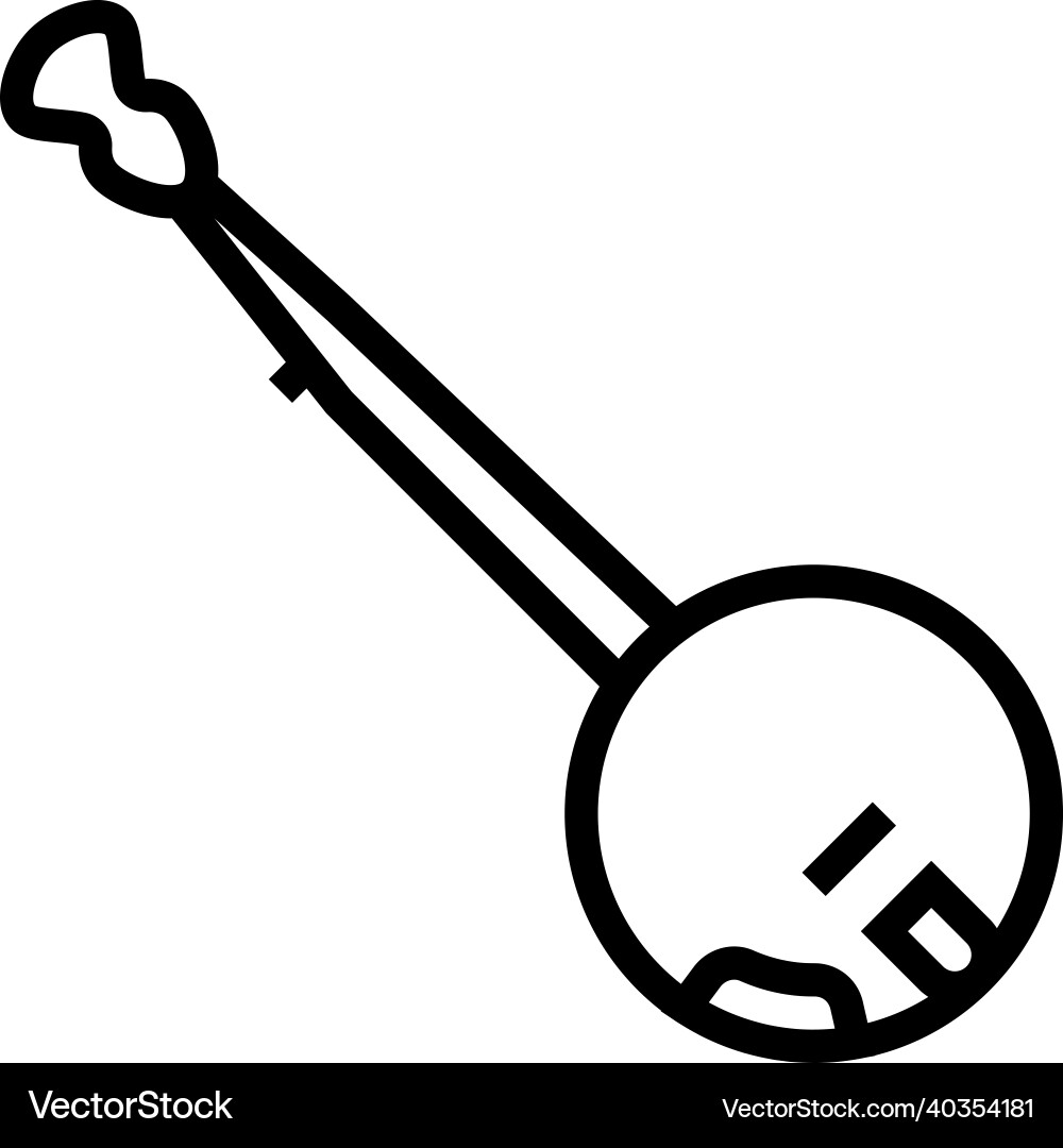 Banjo stringed musician instrument line icon Vector Image