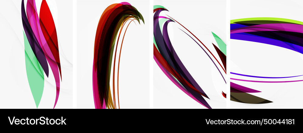 Colorful wave lines poster set for wallpaper Vector Image