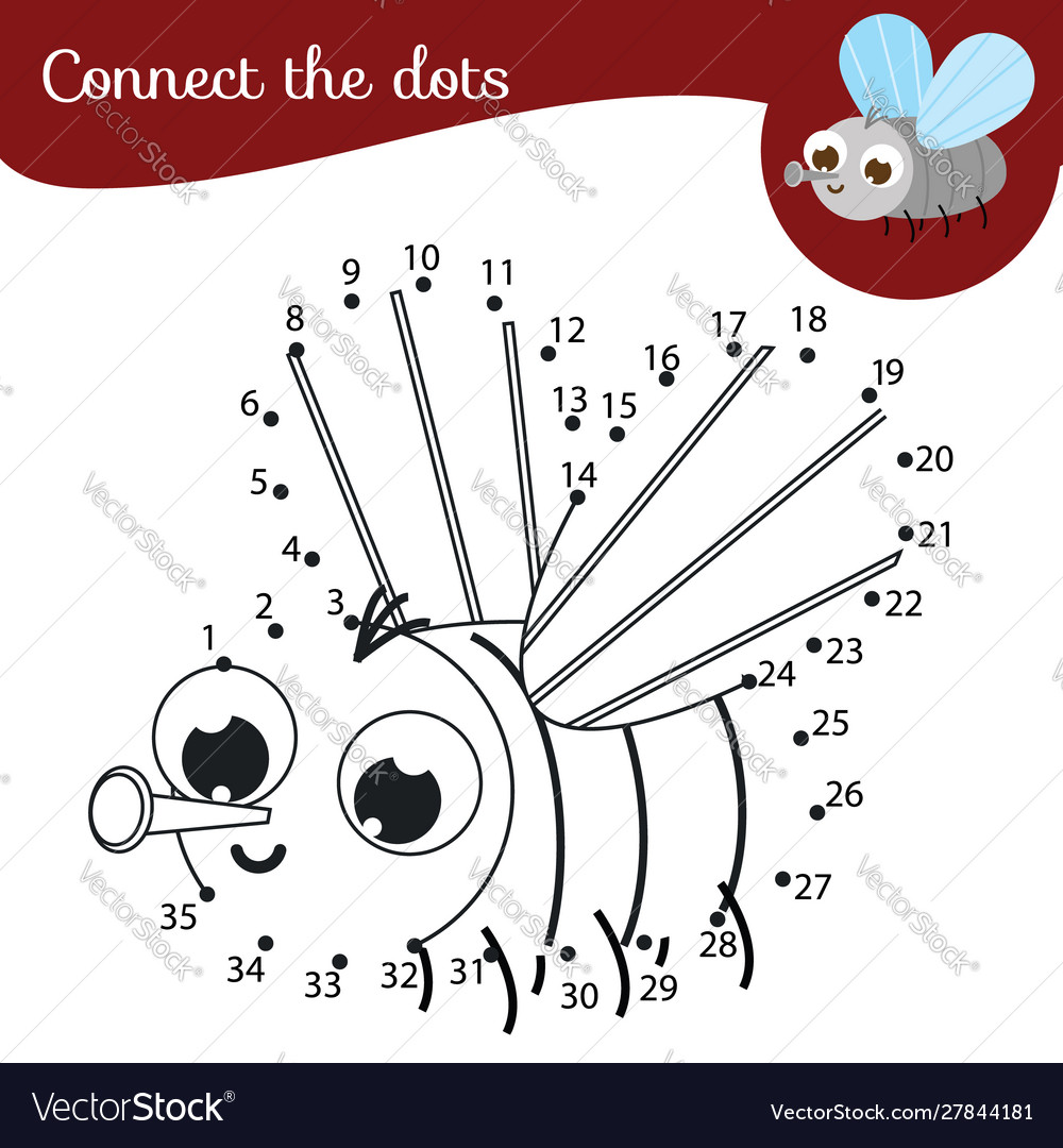 Connect dots dot to numbers activity Royalty Free Vector