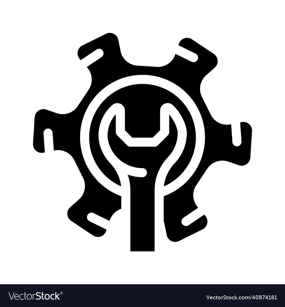 Gear repair process glyph icon Royalty Free Vector Image