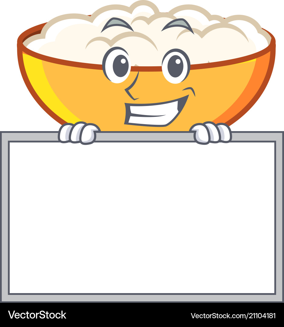 Grinning with board cottage cheese character Vector Image