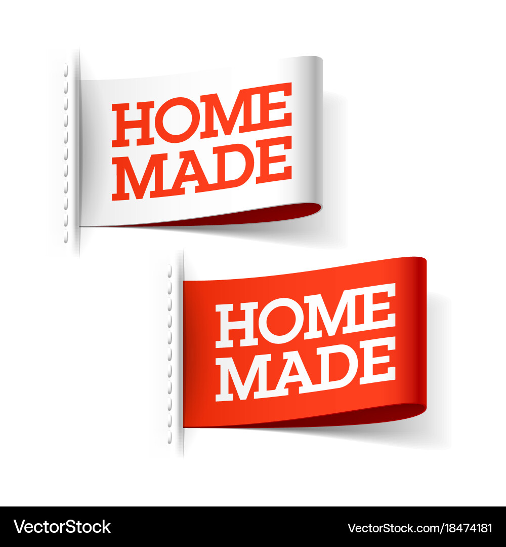 Homemade white and red labels Royalty Free Vector Image